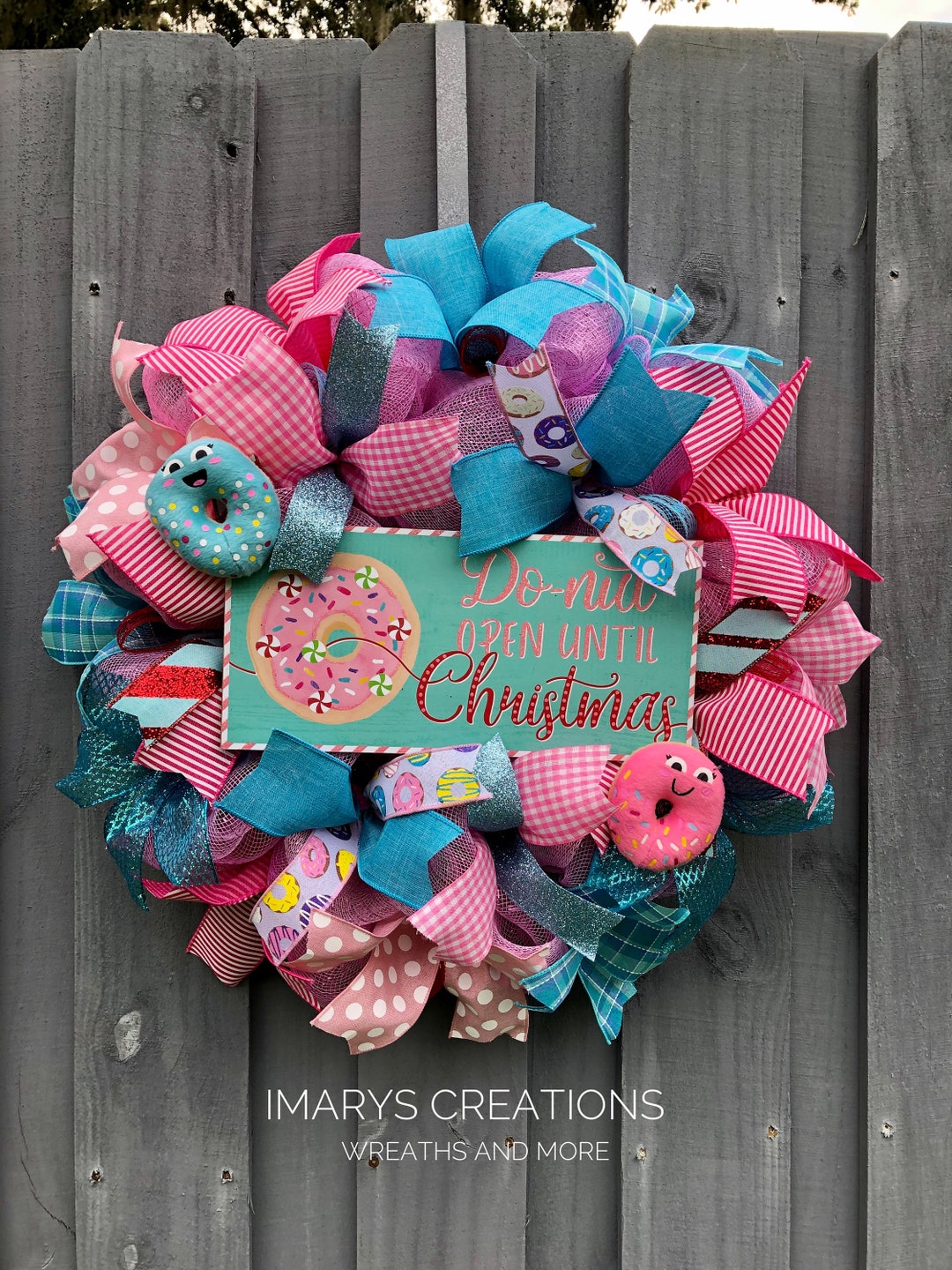 Whimsical Christmas Donut Wreath, Candy and Donut Theme Christmas ...