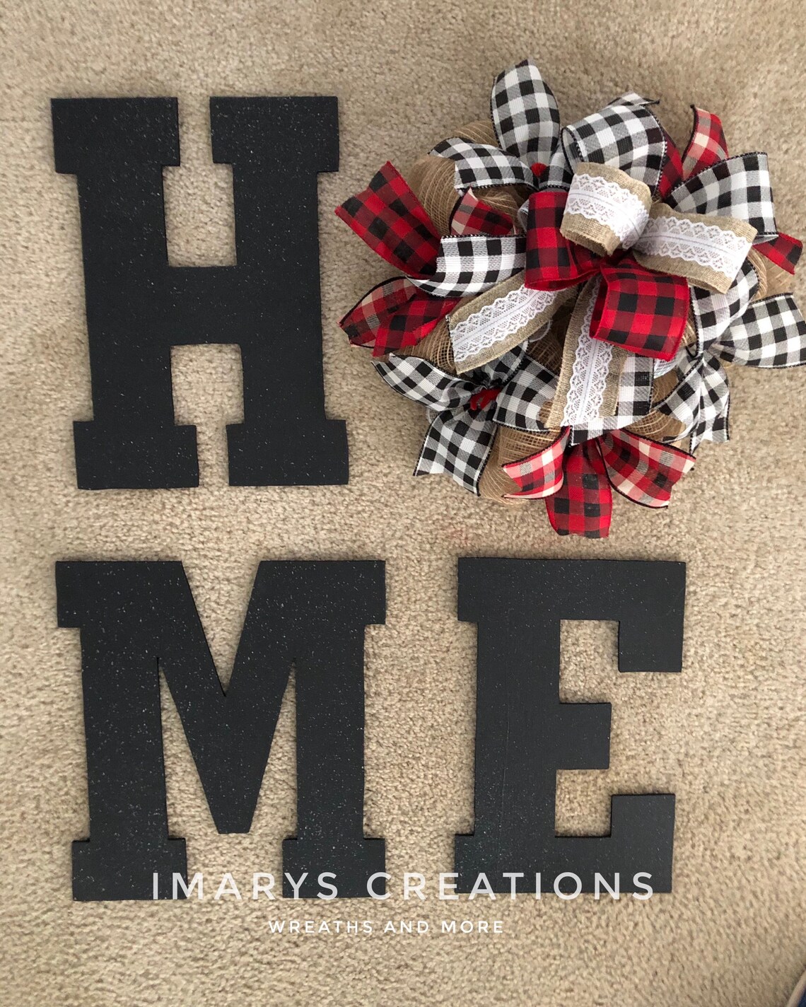 Farmhouse Letters H O M E with Wreath Home Letters with | Etsy