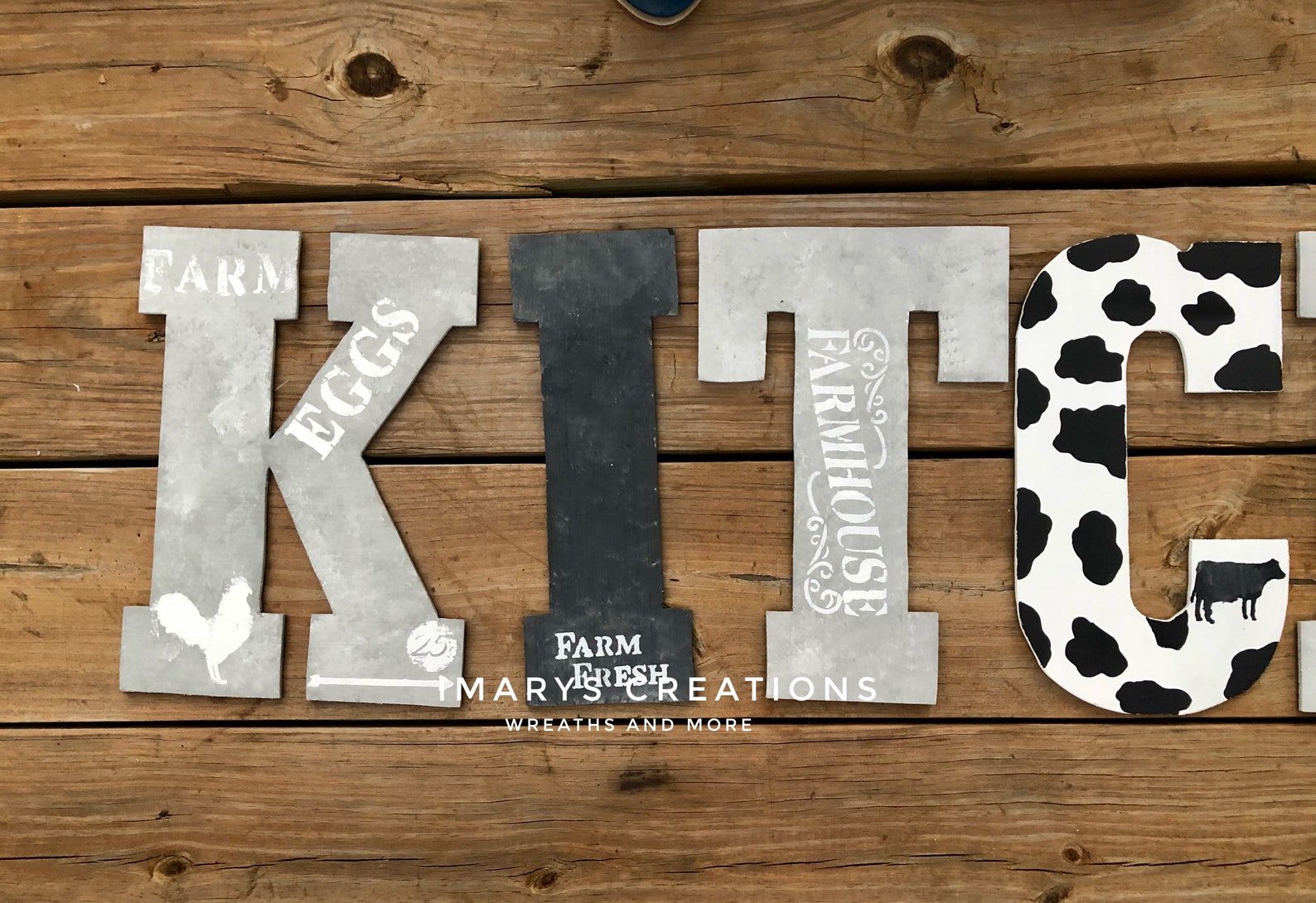 Kitchen Letters Kitchen Sign Wood Letters Rustic Wall | Etsy