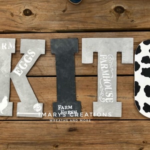 Kitchen Letters Kitchen Sign Wood Letters Rustic Wall | Etsy