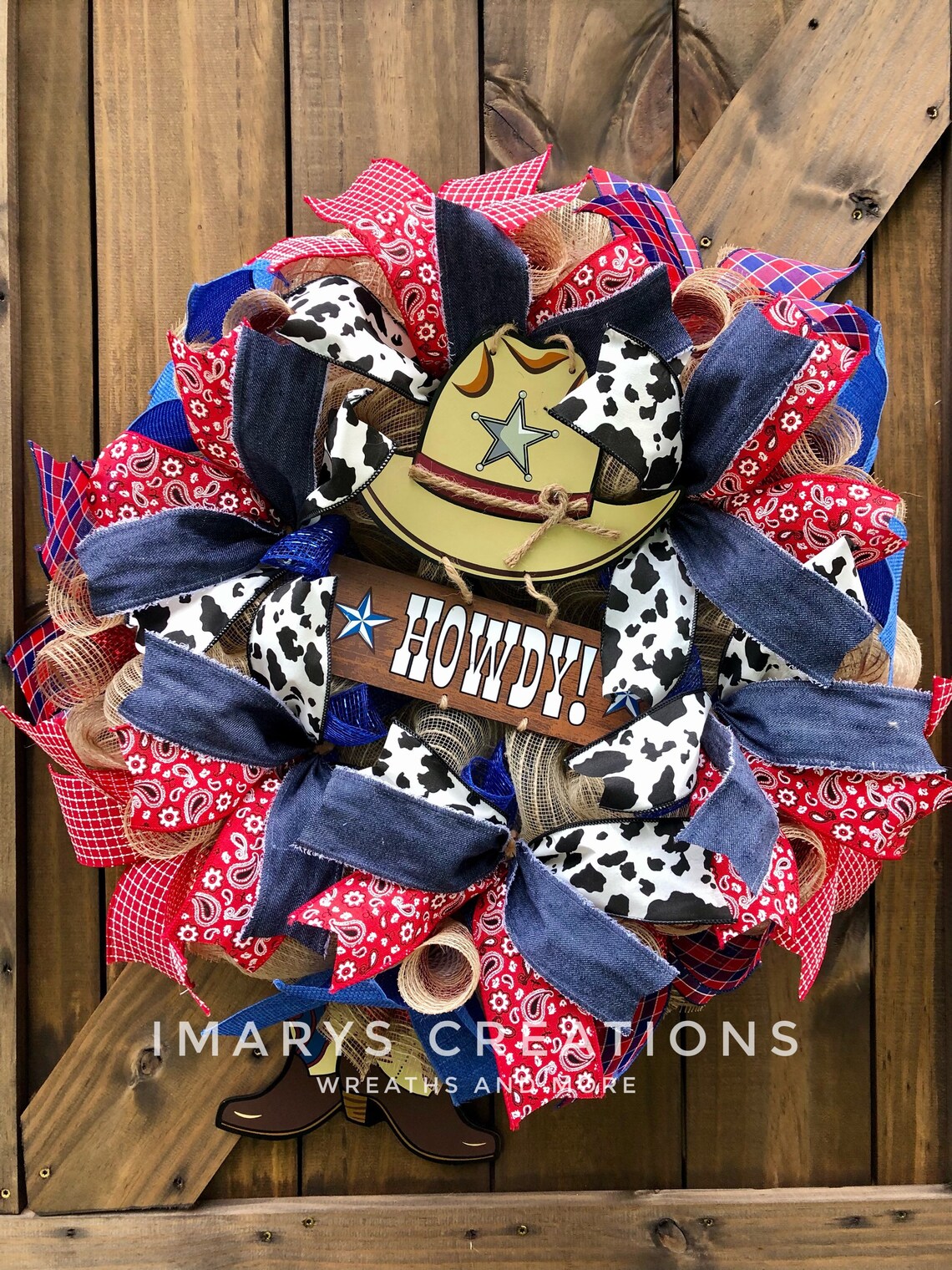 Yeehaw Western Howdy ,rodeo Wreath , Howdy Partner, Farmhouse Wreath ...