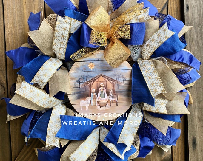 Christmas Nativity Wreath,religious Christmas Wreath,christian Wreath ...