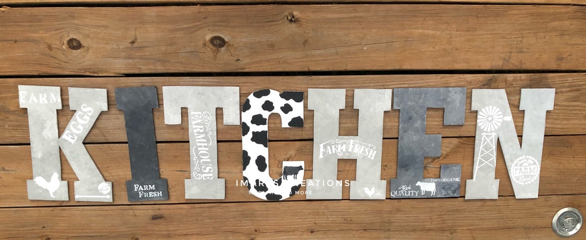 Kitchen Letters Kitchen Sign Wood Letters Rustic Wall | Etsy