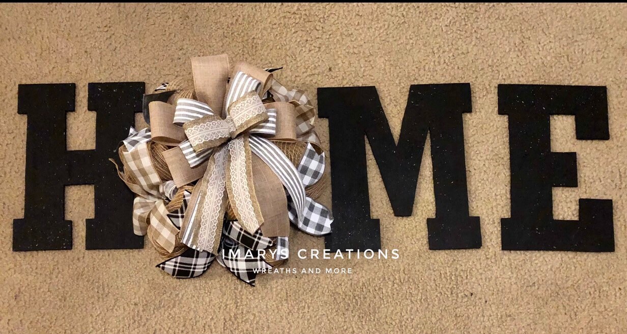 Farmhouse Letters H O M E with Wreath Home Letters with | Etsy