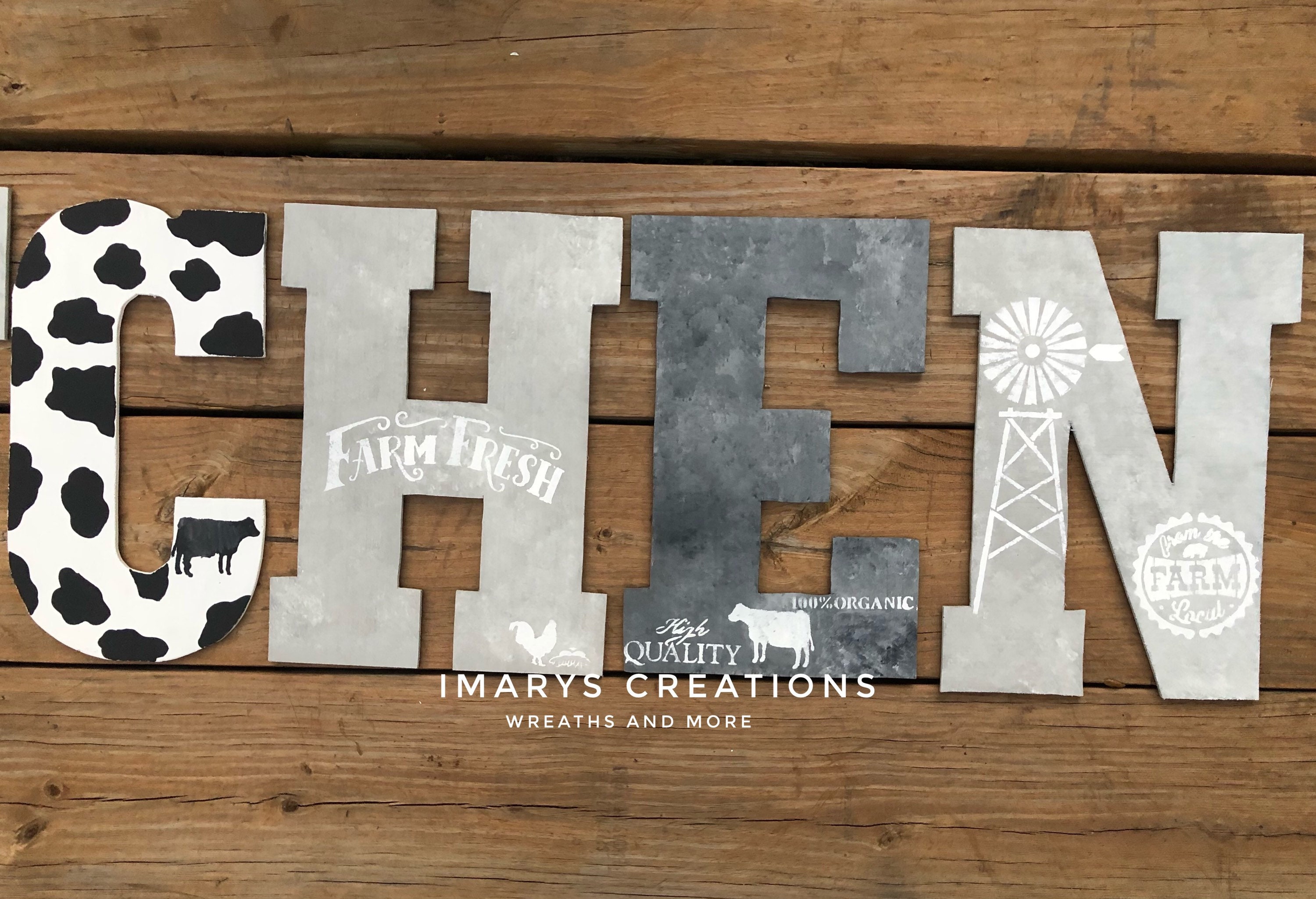 Kitchen Letters Kitchen Sign Wood Letters Rustic Wall | Etsy