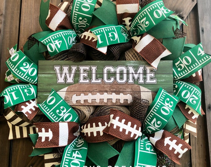 Football Wreath, Football Welcome Wreath, Football Wreath for Door ...