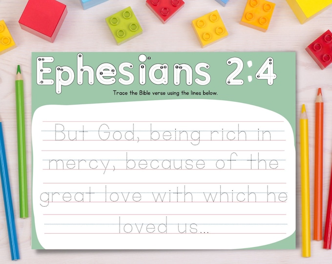 Trace the Bible Verse Activity for Kids, Ephesians 2, Scripture Memory ...