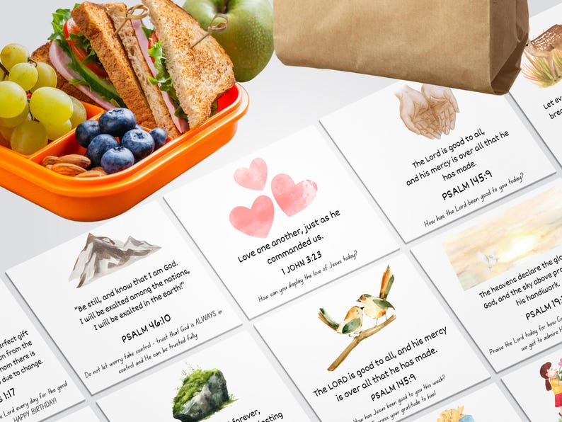 Lunchbox Cards for Kids, Back to School, Verse of the Week Cards, Bible ...