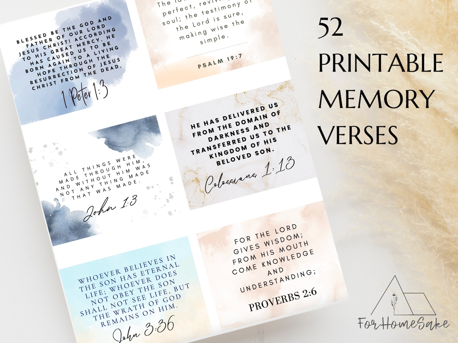 52 Printable Bible Verse of the Week Cards, Scripture Cards for Verse ...