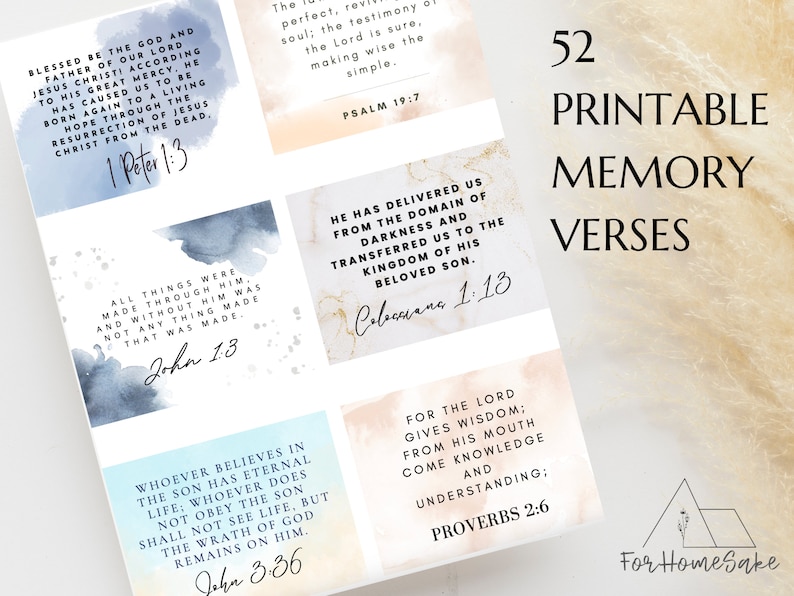 52 Bible Verse Cards: Scripture Memory Cards (instant Download) - Etsy