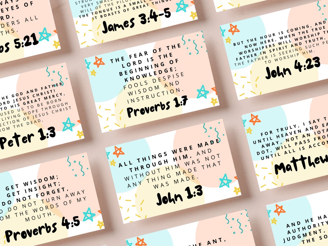 52 Printable Bible Verse of the Week Cards for Kids, Scripture Cards ...