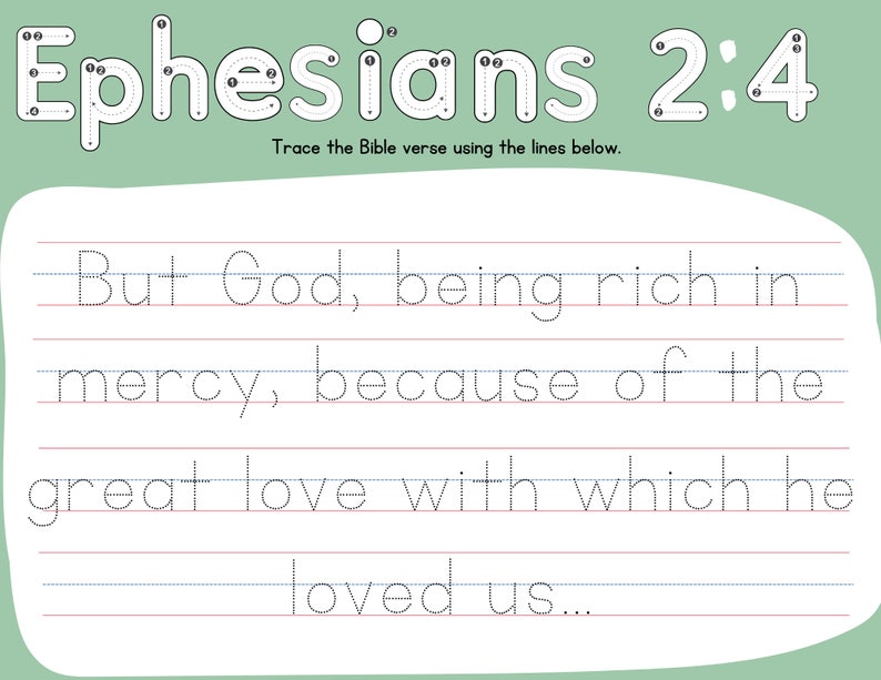 Trace the Bible Verse Activity for Kids Ephesians 2 - Etsy