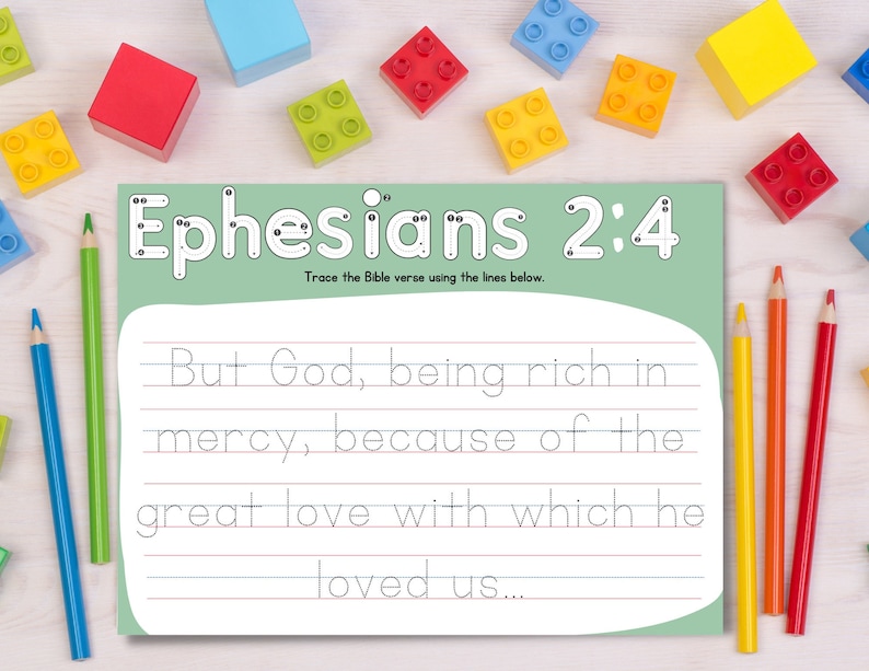Trace the Bible Verse Activity for Kids, Ephesians 2, Scripture Memory ...