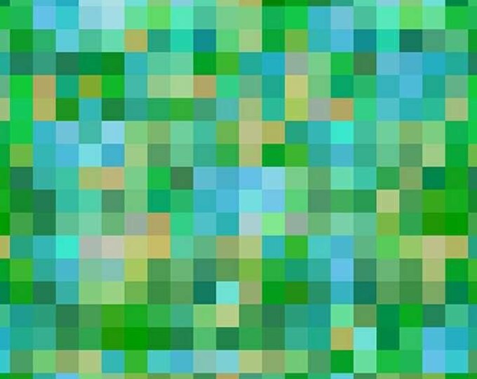 Green Pixels Fabric Pixel Party / Green by Willowlanetextiles Green ...