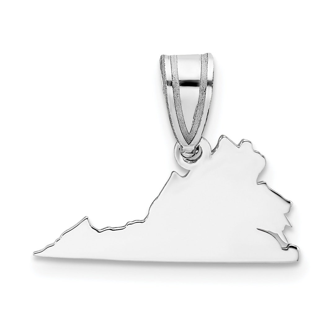 Virginia State Shape Engravable Charm Pendant Necklace Sterling Silver ...