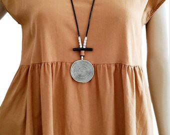 Very Long Round Pendant Necklace Rope Chain Necklace Gold - Etsy