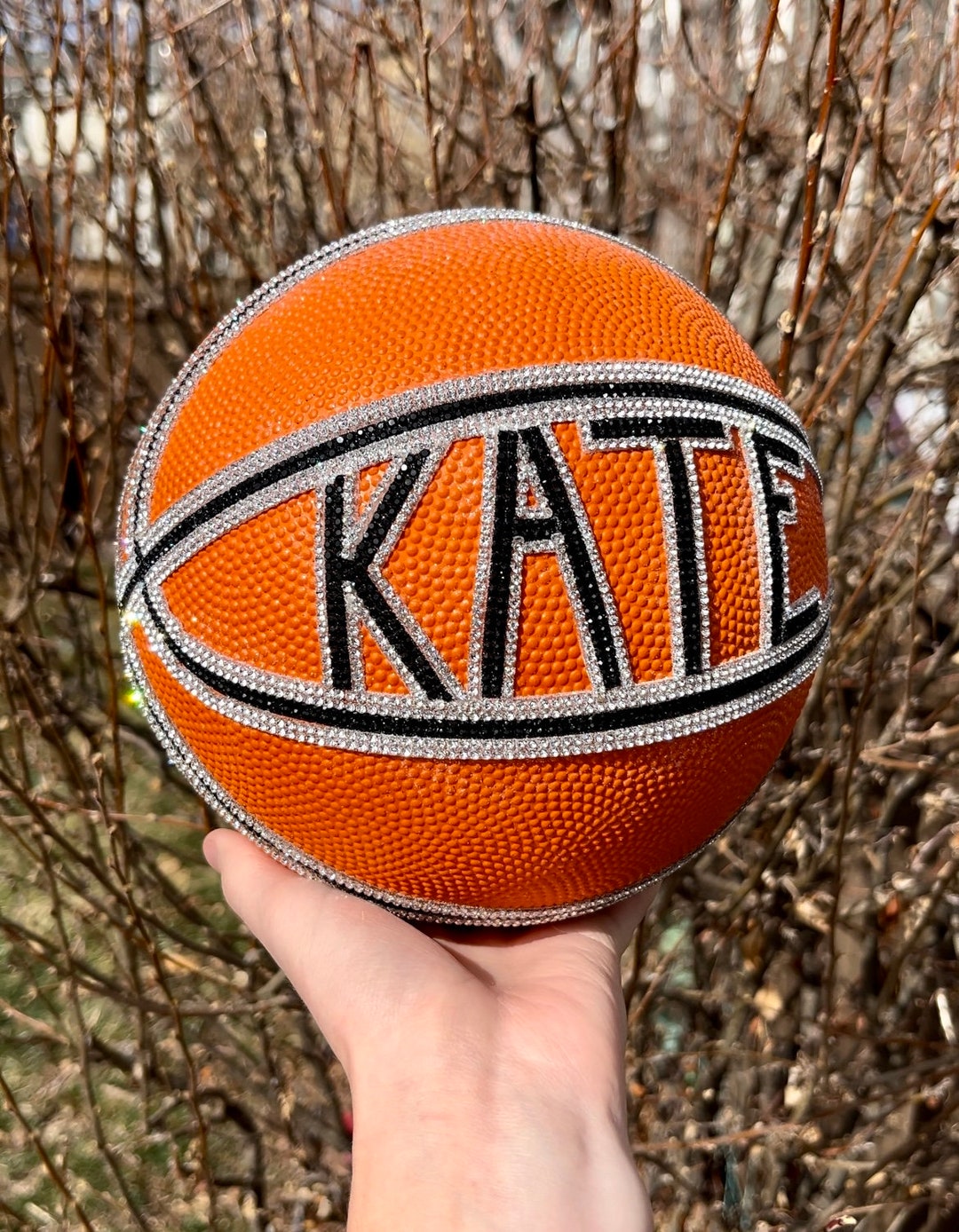 CUSTOM GEMSTONE BASKETBALL Halfcoverage Personalized Team Bedazzled ...