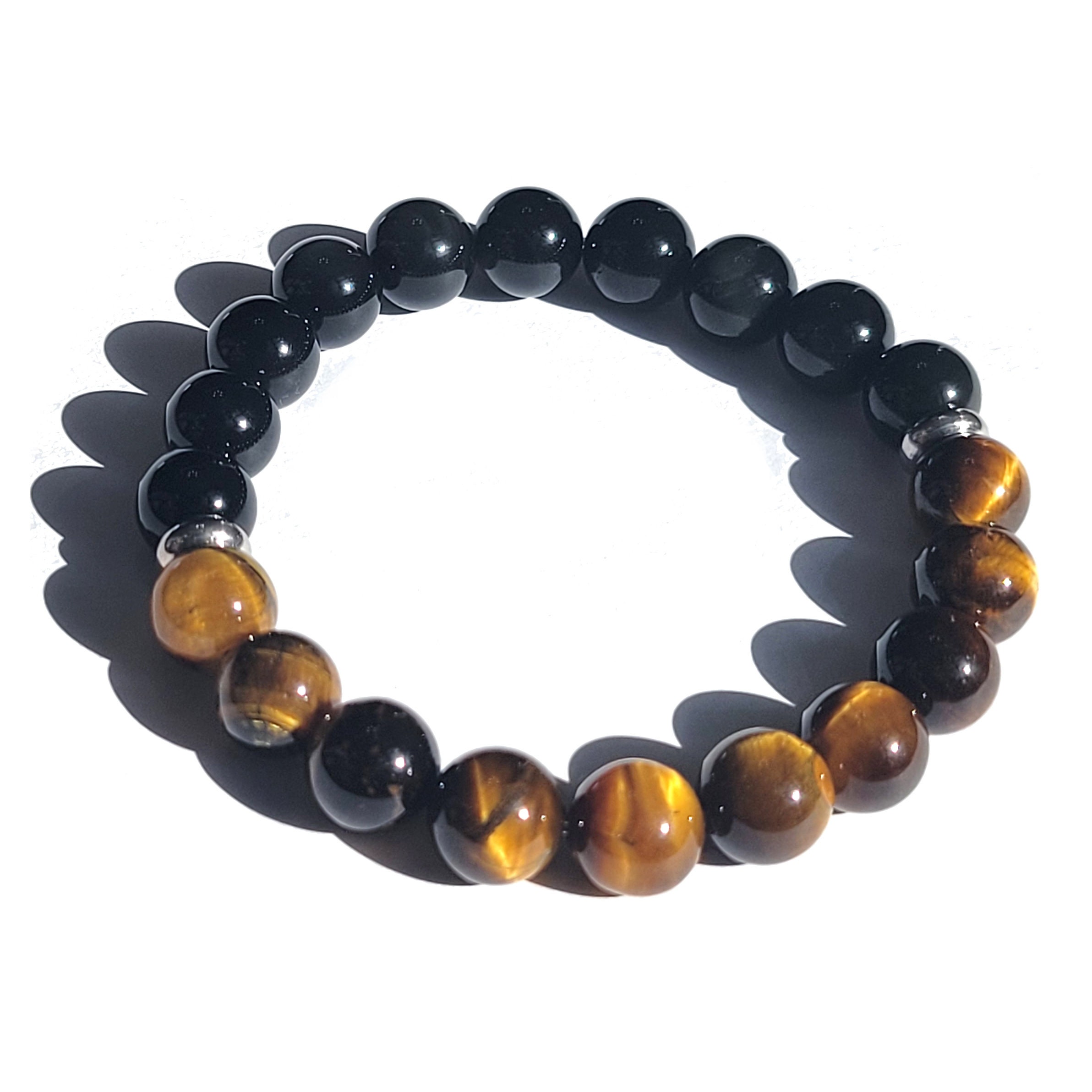 Tiger Eye & Black Obsidian Double Protection Bead Bracelet for - Etsy