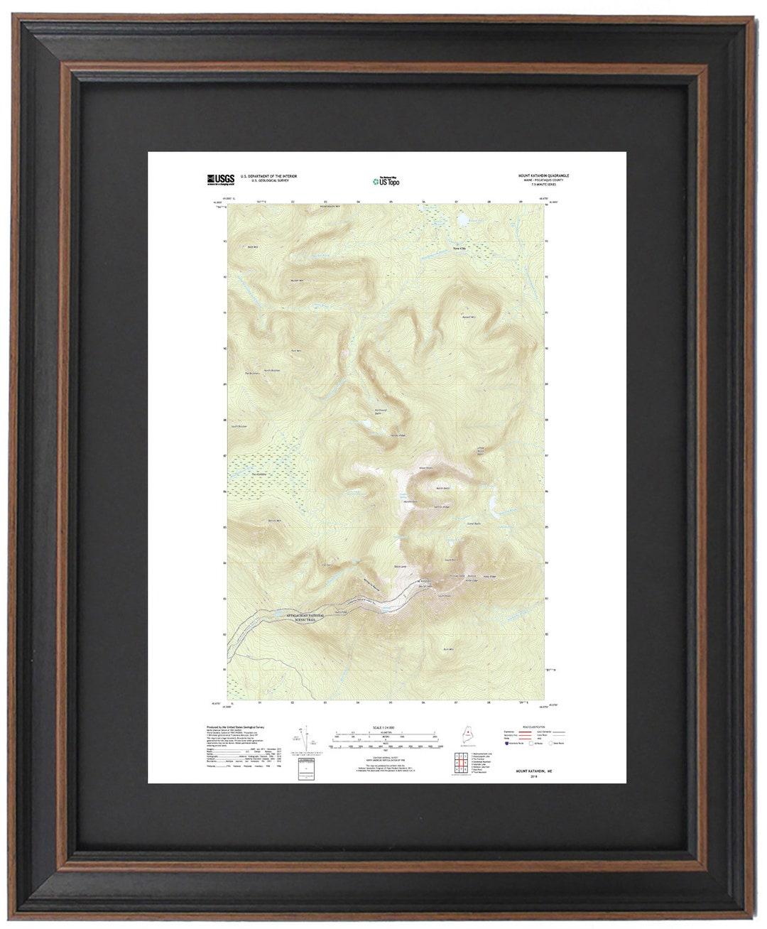 Framed Topographic Maps Mount Katahdin Maine Gift for - Etsy