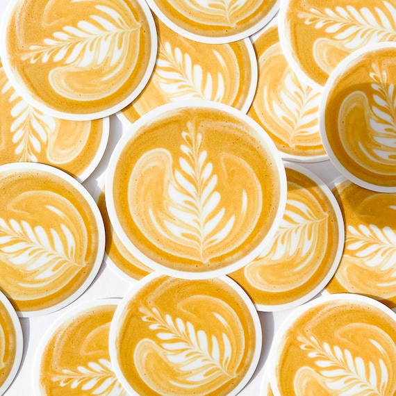 3 Latte Art Sticker Coffee Coffee Sticker Latte | Etsy