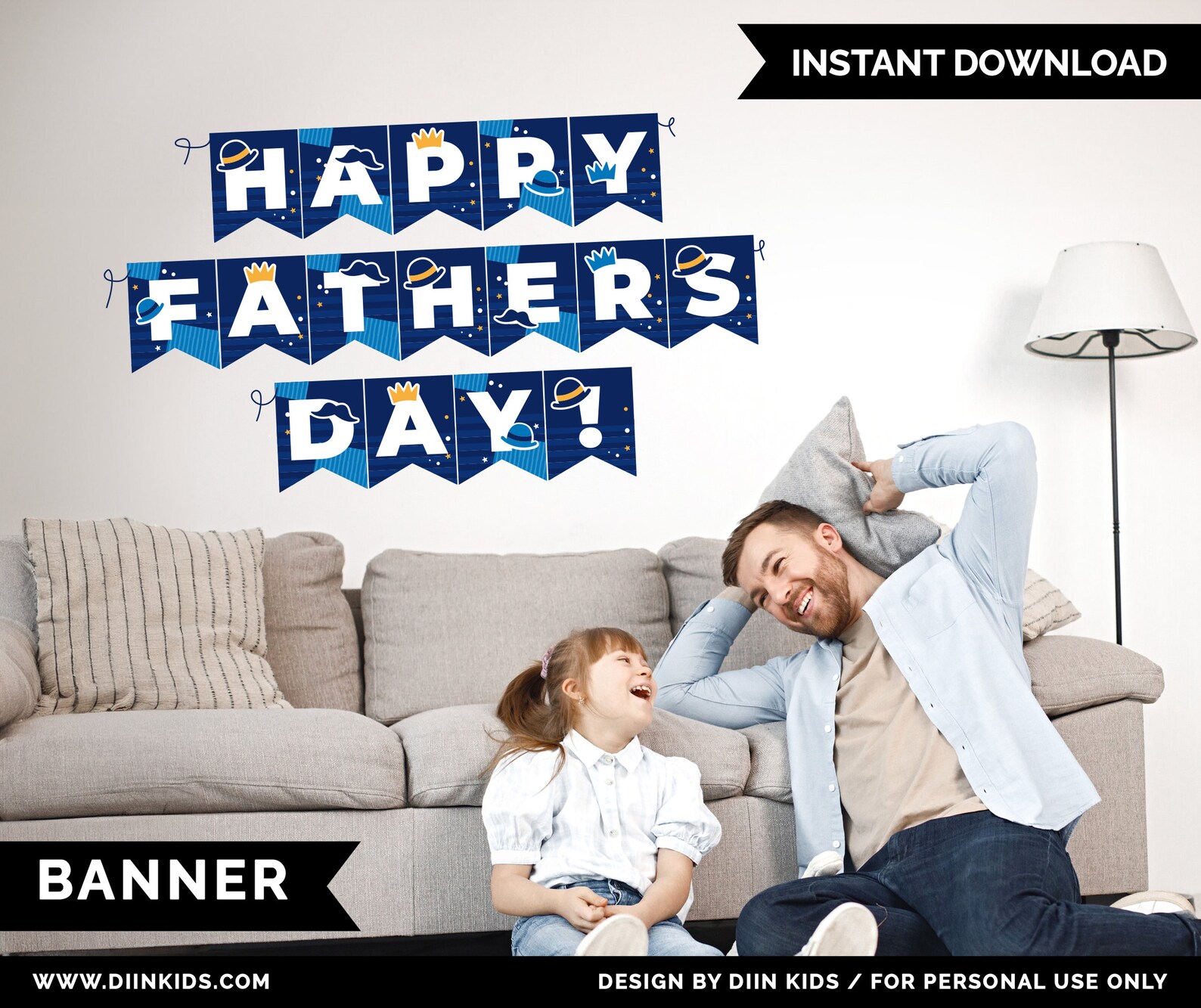 Happy Father's Day Banner, Printable Bunting for Home Father's Day ...