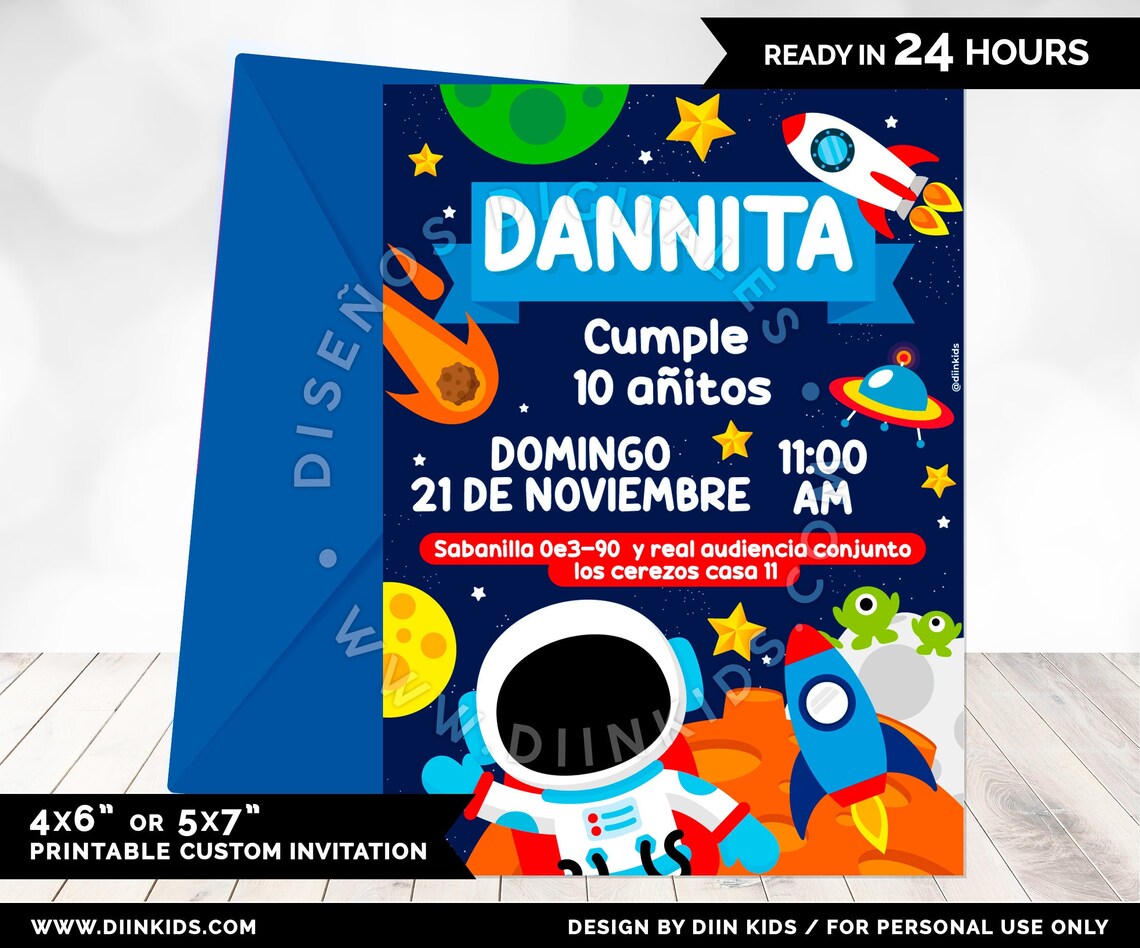 Space Astronaut Invitation, Outer Space Birthday Invitation, Birthday ...