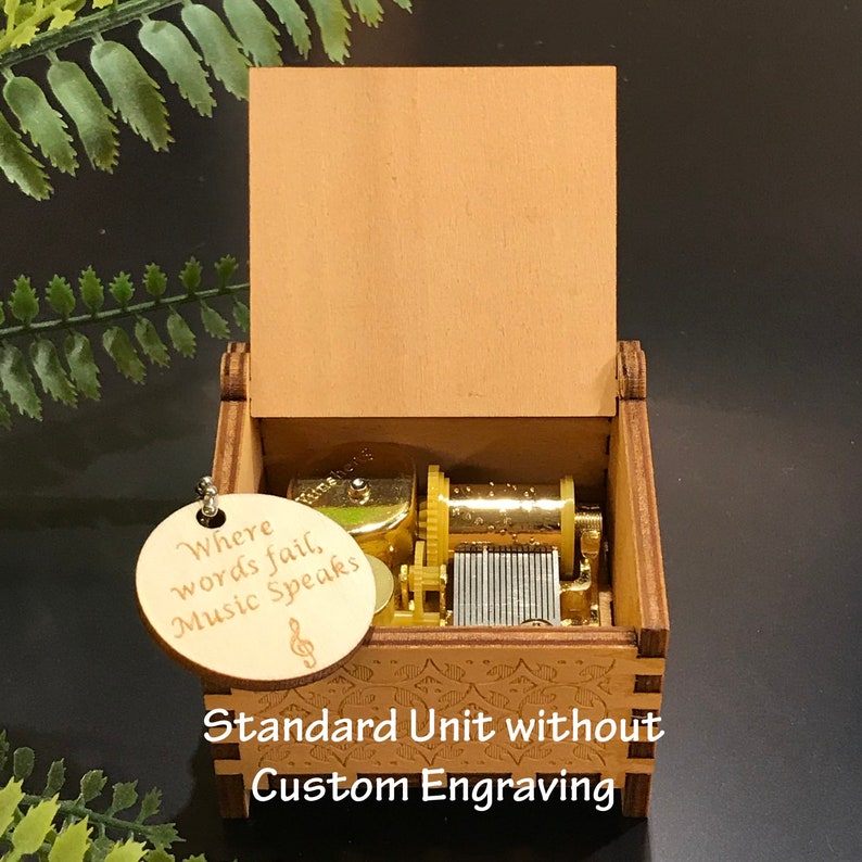 Wooden Wind-up Music Box | Custom Engraving | Choice of Over 100 All ...