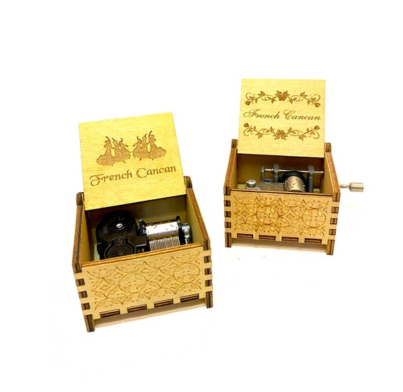 French Cancan Wooden Music Box Wind up Hand crank Versions Custom Engraving the Perfect Gift for Music Lovers Etsy