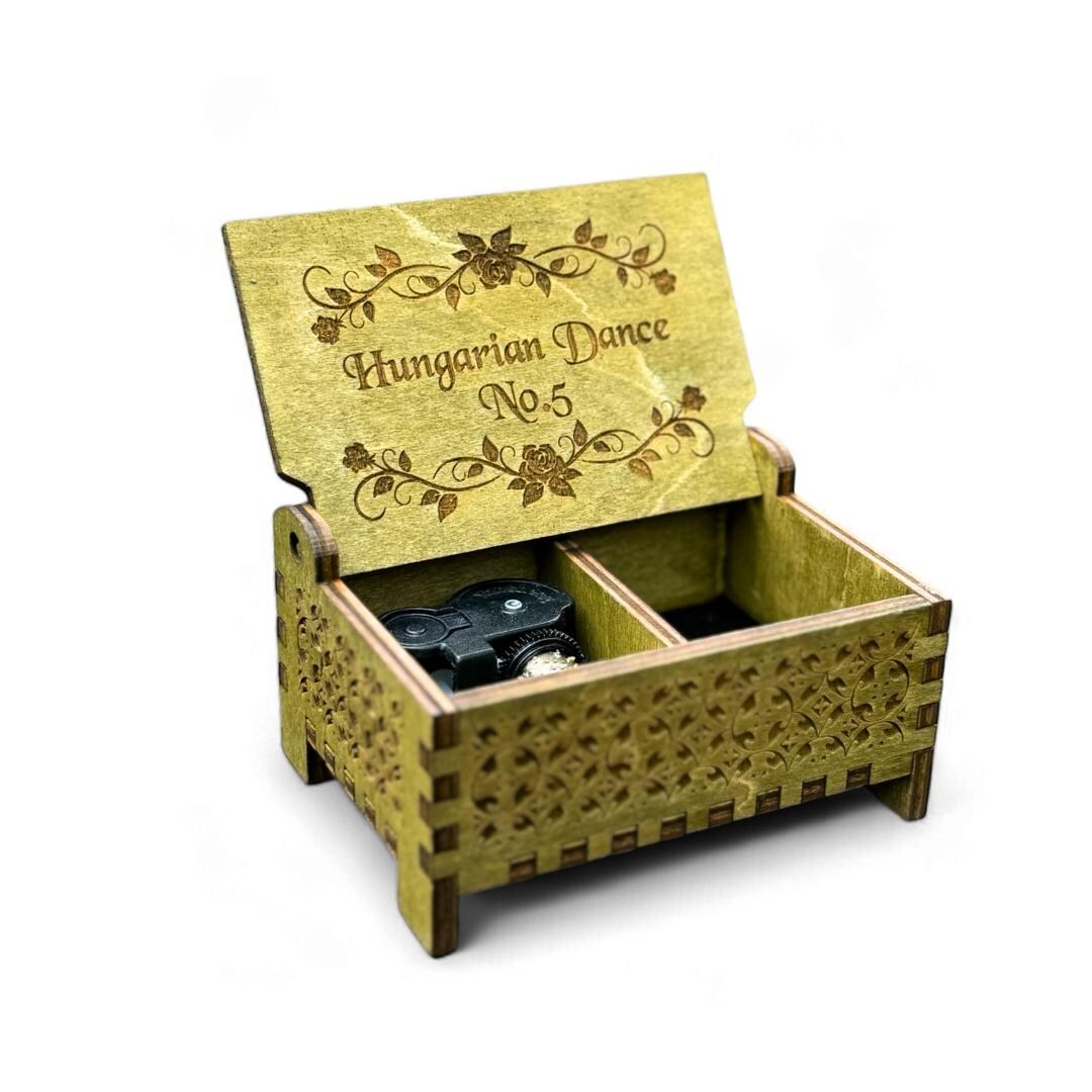 Hungarian Dance No.5 Wooden Music Box | Custom Engraving | Wind-up ...