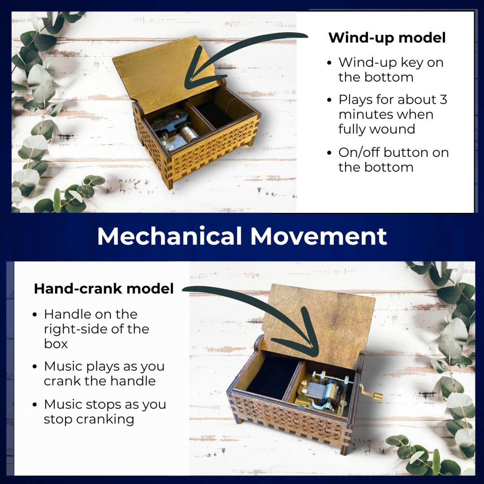 Hickory Dickory Dock Music Box | Keepsake Compartment | Wind-up & Hand ...