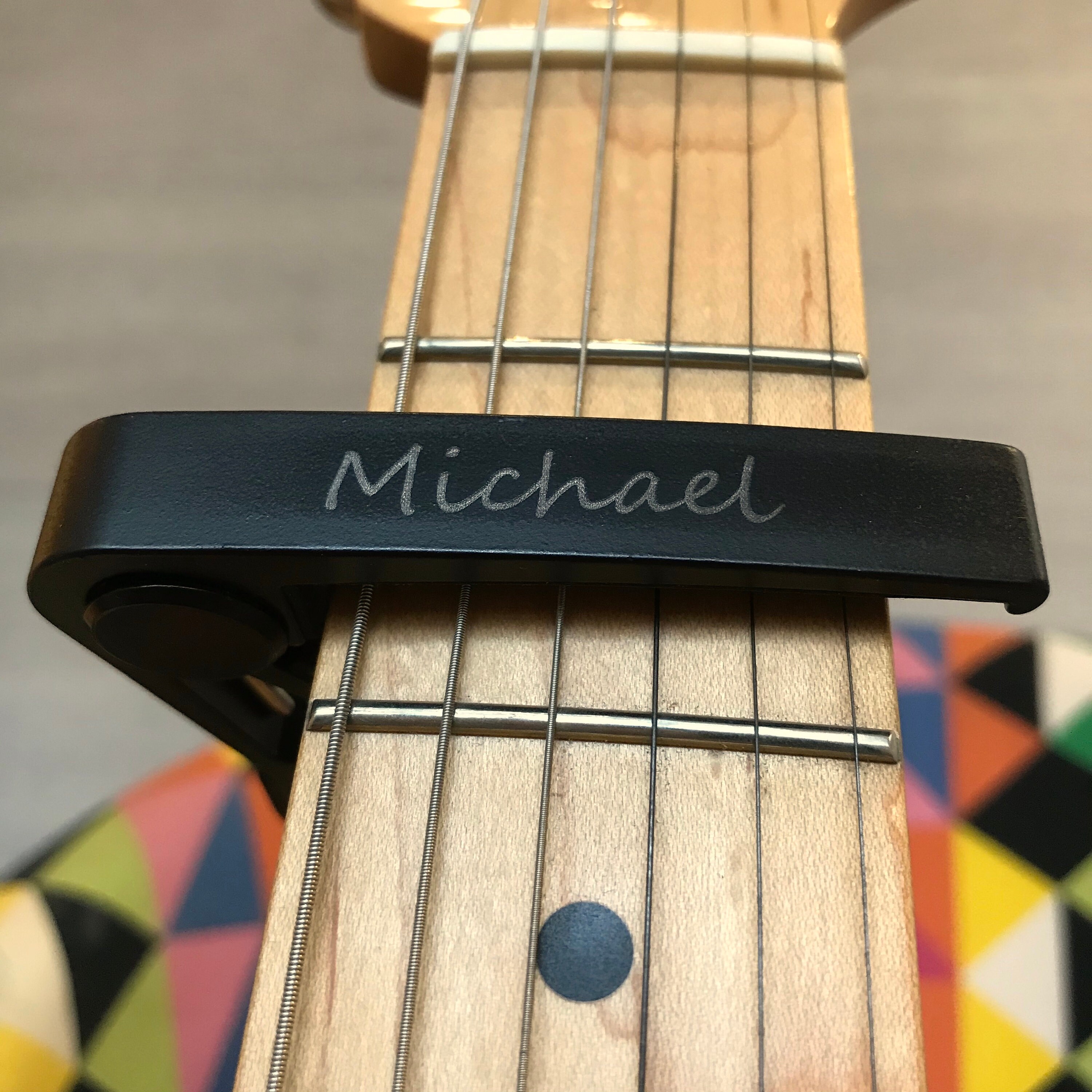 Deluxe Personalised Black Guitar Capo Customised Message - Etsy