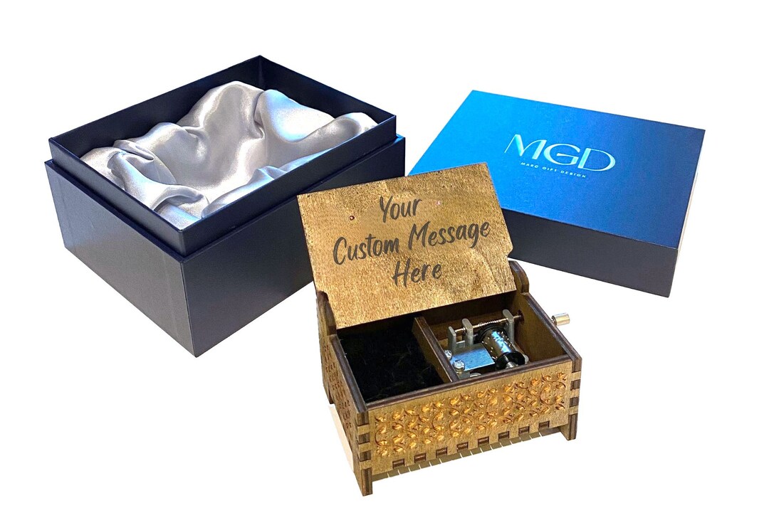 Wooden Hand-crank Music Box With Keepsake Compartment | Custom ...