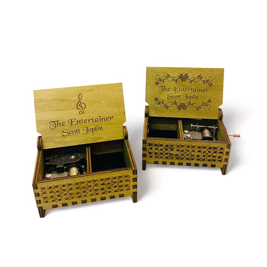 The Entertainer Music Box | Keepsake Compartment | Wind-up & Hand-crank ...