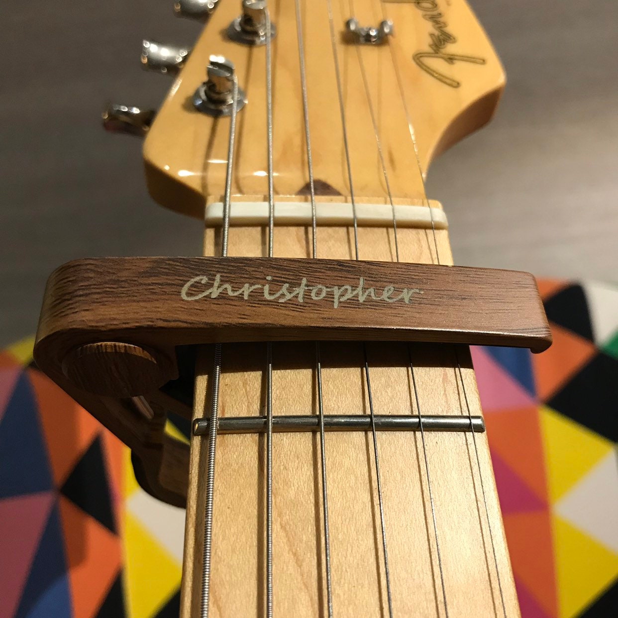 Deluxe Personalised Dark Wood Pattern Guitar Capo Customised - Etsy