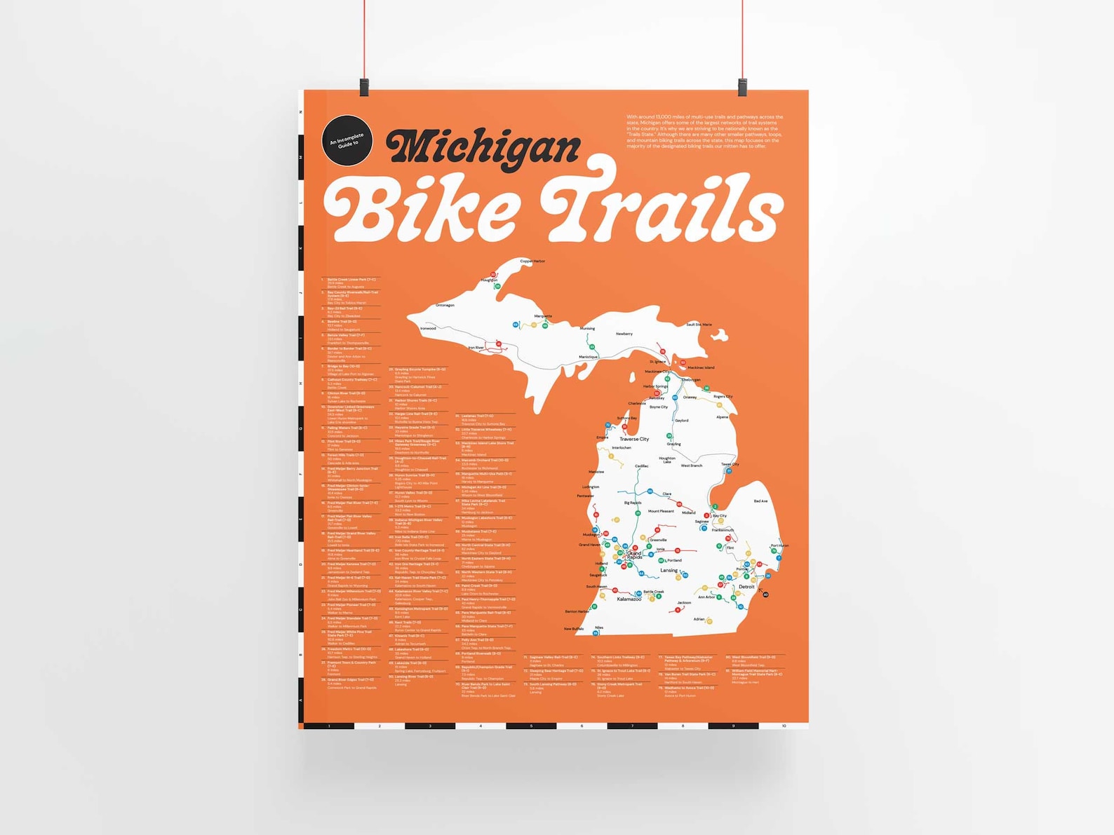 Michigan Bike Trails Map Poster 16x20 - Etsy