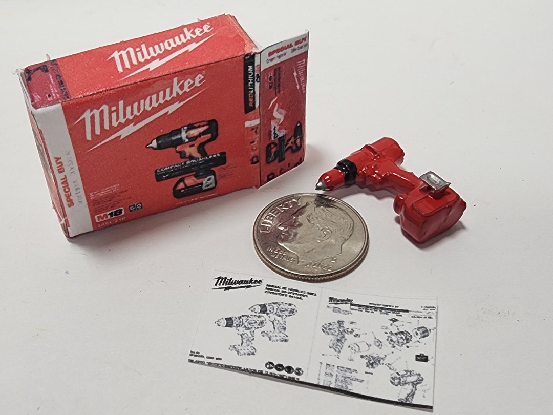 1:12 Scale Miniature Milwaukee Drill Miniature Dollhouse Tools Handmade ...