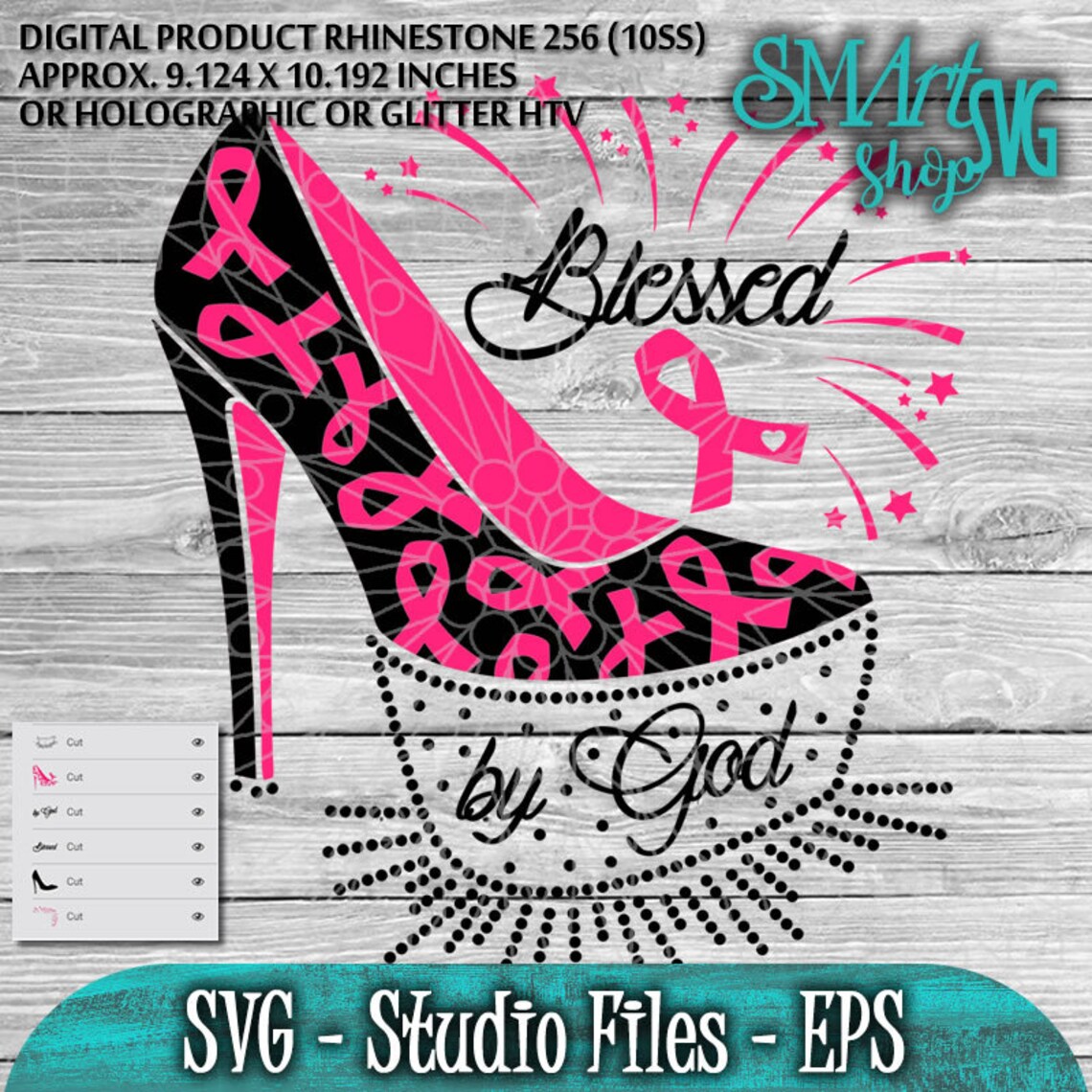 Breast Cancer Svg High Heels Svg Heels Svg Blessed by God - Etsy