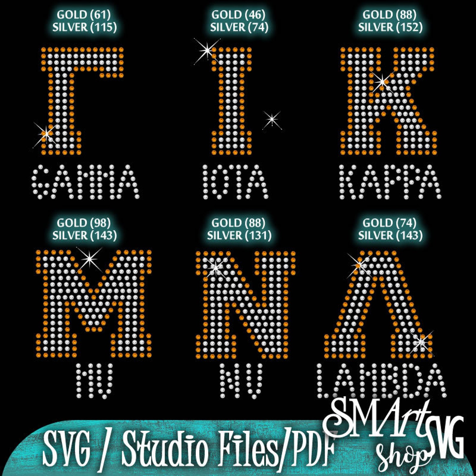 Greek Alphabet Rhinestone Svg, Rhinestone Template Font Svg, Greek ...