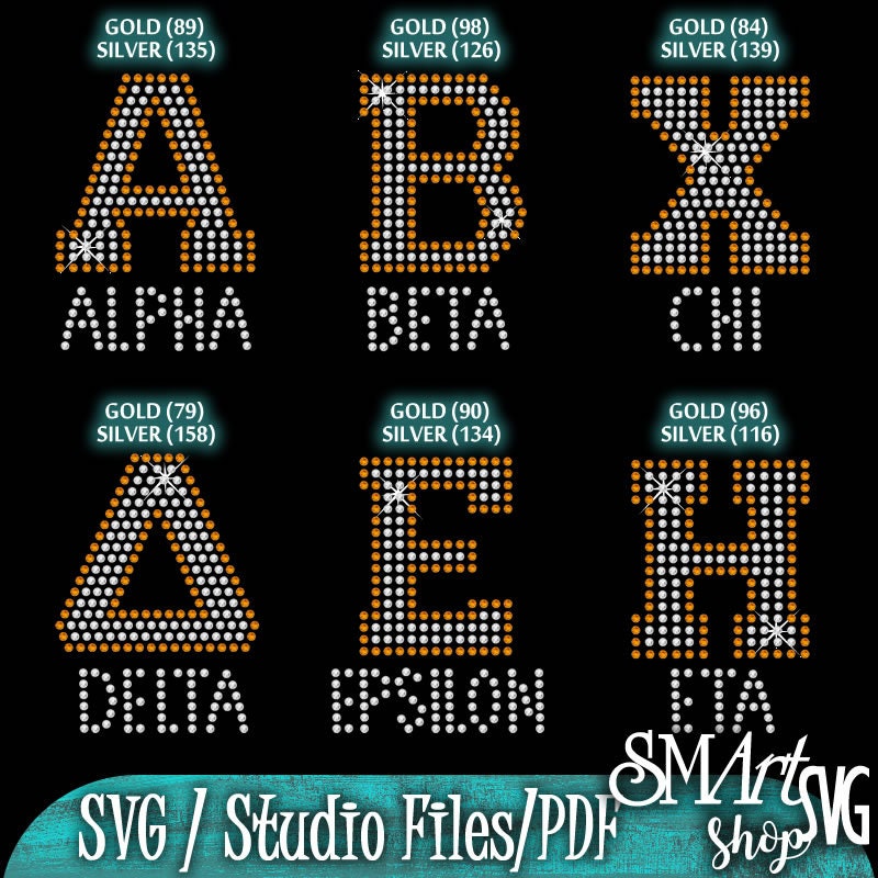 Greek Alphabet Rhinestone Svg Rhinestone Template Font Svg - Etsy