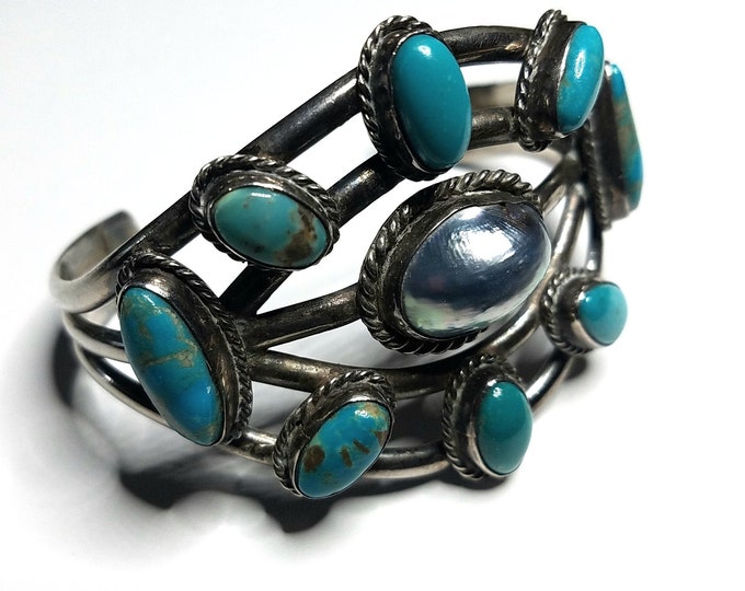 Vintage Navajo Ed Kee Rare Hachita Greenturquoise Squash Blossom ...