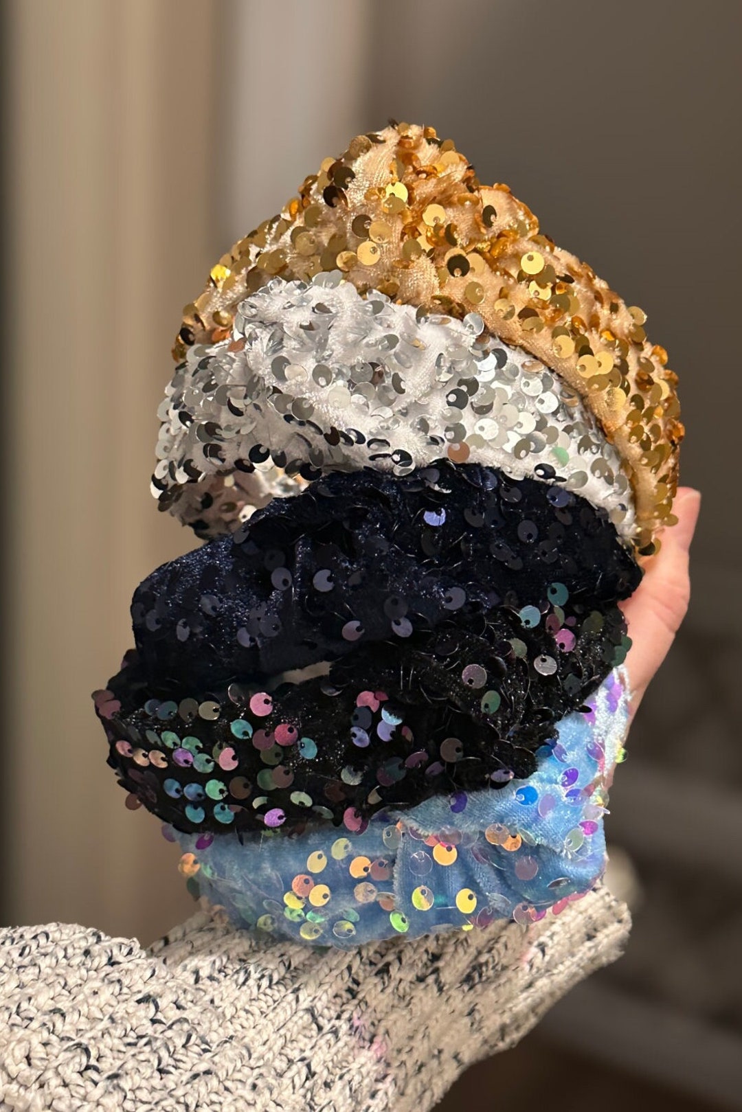Soybean Scrunchies, “new Years Sequin” Scrunchie, Top Knot Headbands ...