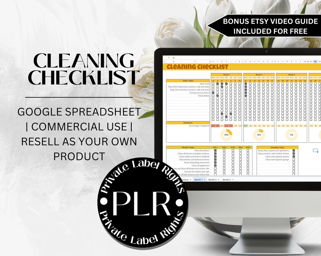 Cleaning Tracker Spreadsheet, Cleaning Schedule Google Sheets, Cleaning ...