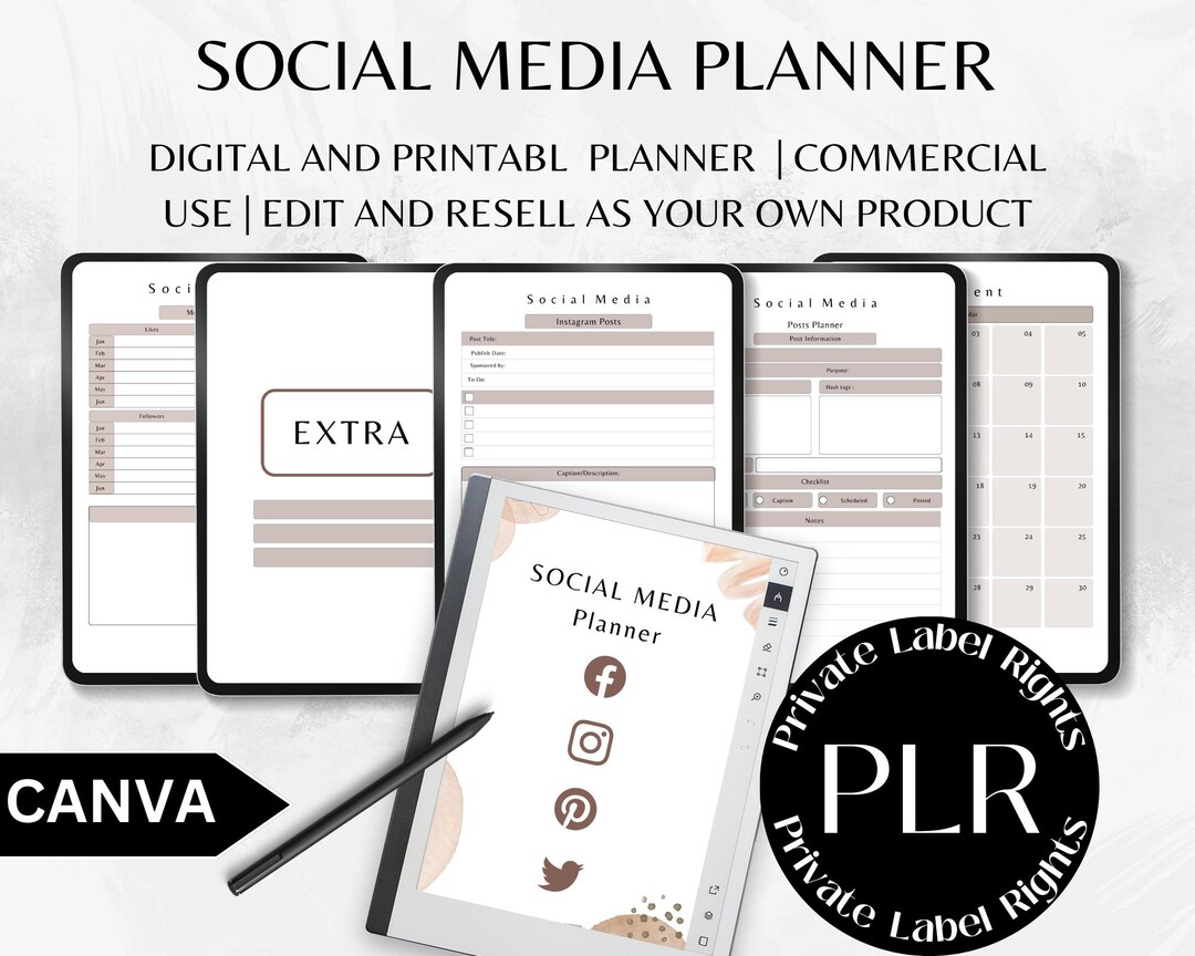 Social Media Planner | Content Calendar | Marketing Planner | Monthly ...