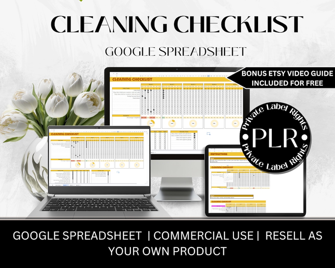 Cleaning Tracker Spreadsheet, Cleaning Schedule Google Sheets, Cleaning ...