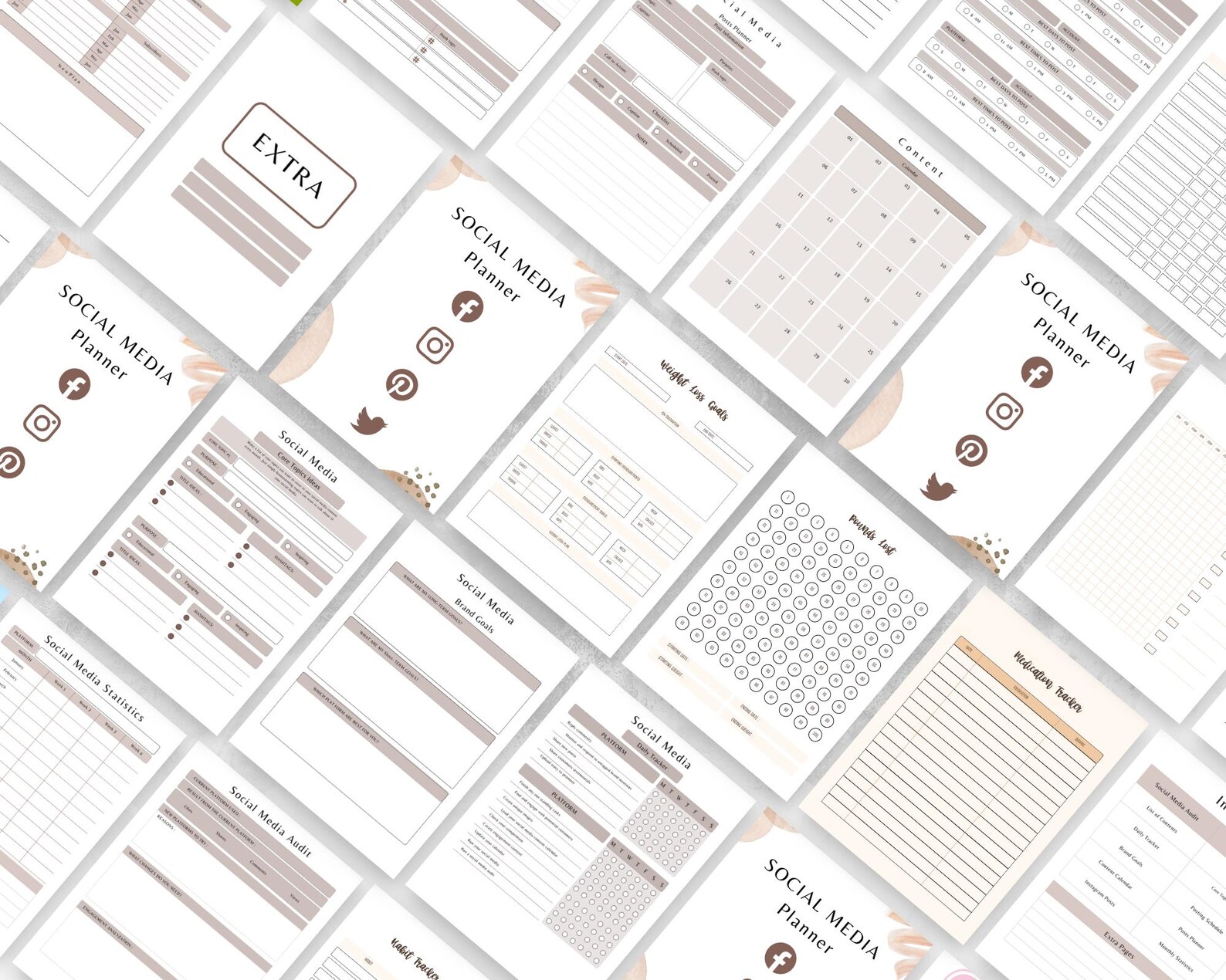 Social Media Planner | Content Calendar | Marketing Planner | Monthly ...