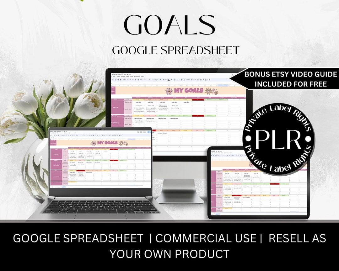 Google Sheets | Goal Planner | Digital Dashboard | PLR Spreadsheet ...
