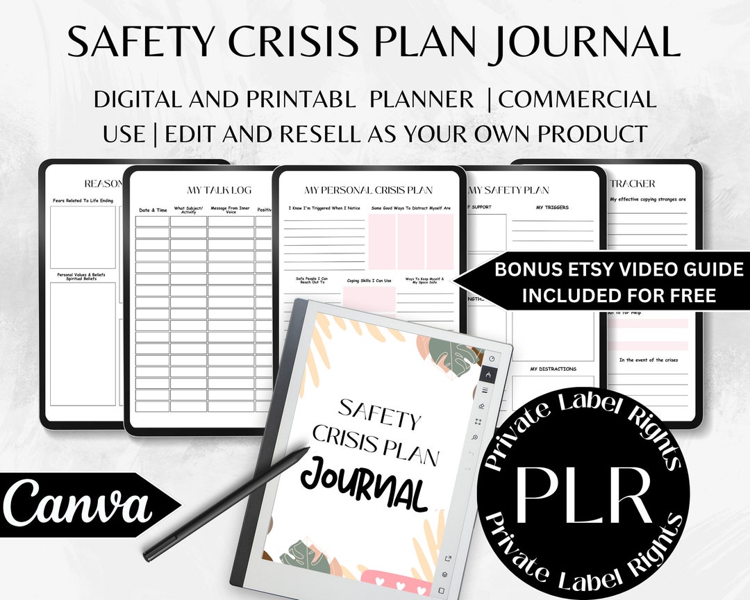 CRISIS AND SAFETY Planner | Mental Health Crisis Plan | Crisis Safety Plan | Resell Rights ...