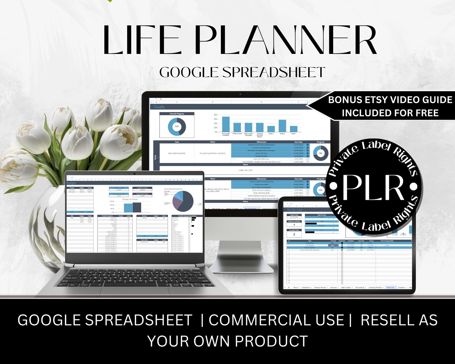 Digital Google Sheet Calendar Template, Daily Schedule Task Tracker ...