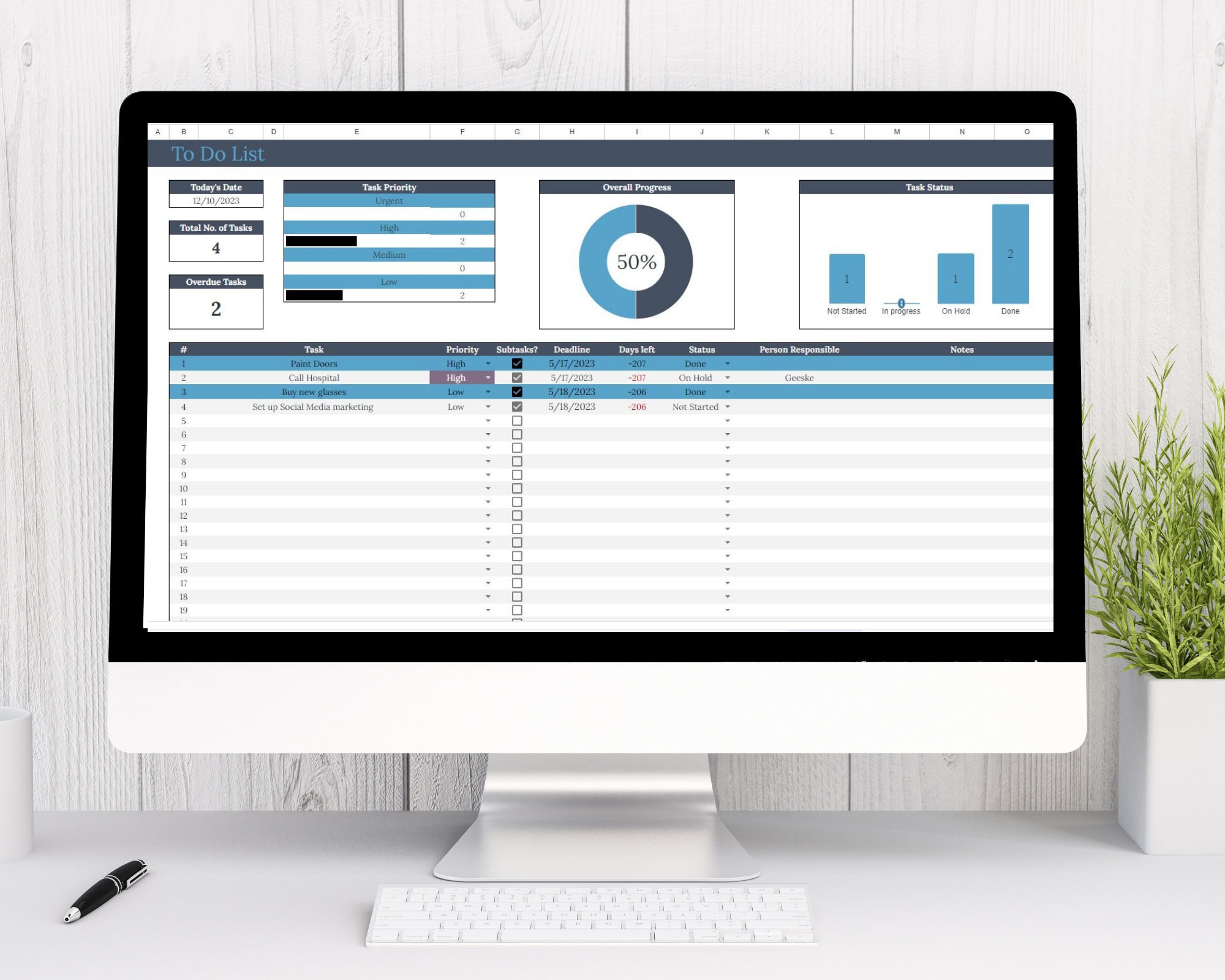 Digital Google Sheet Calendar Template, Daily Schedule Task Tracker ...