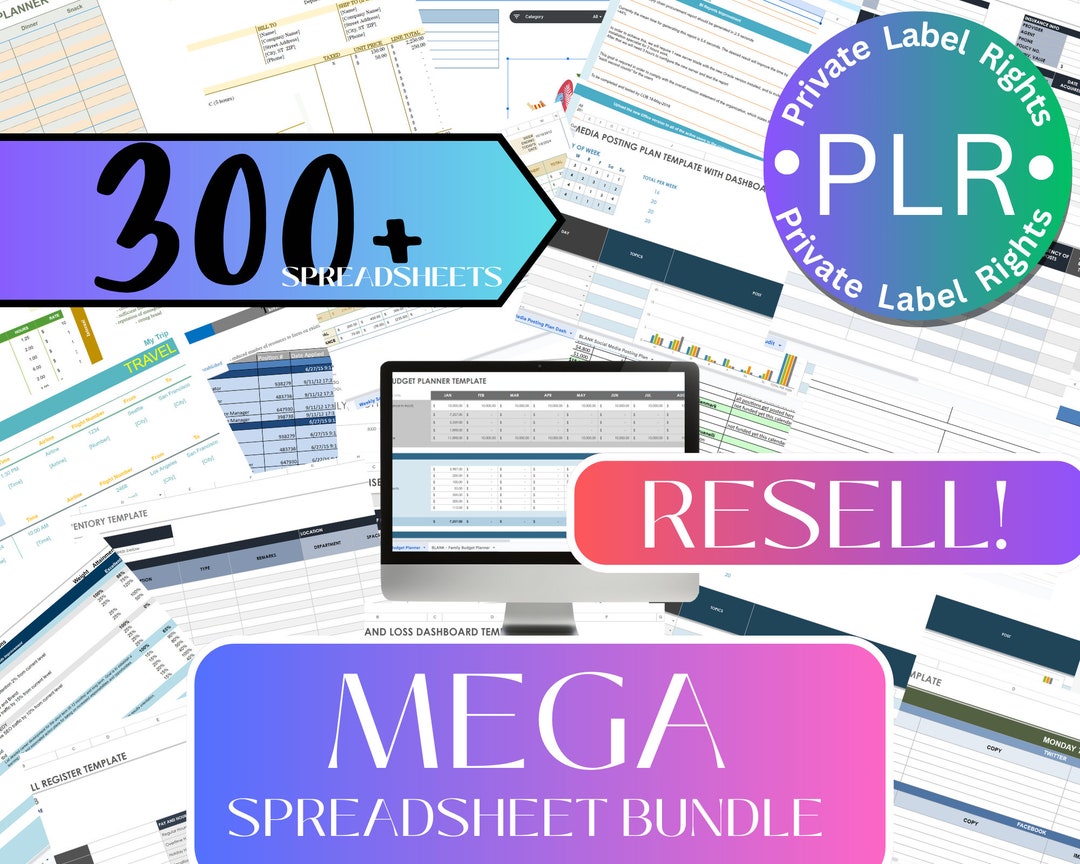 Resell Rights | Plr Bundle | Spreadsheet Bundle | Plr Spreadhseet | 300 ...